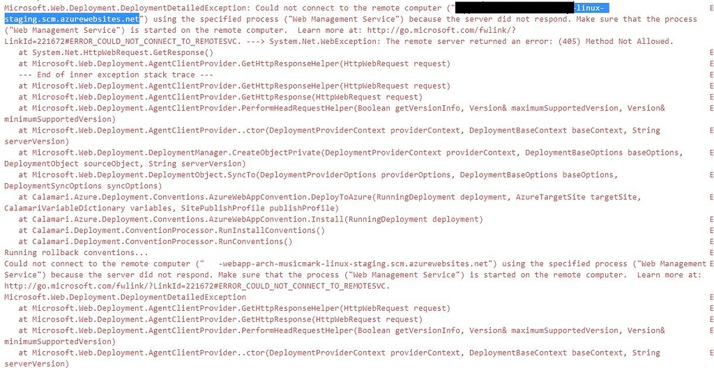 Failed Deploy to Azure Web App for Linux - Cloud - Octopus Deploy